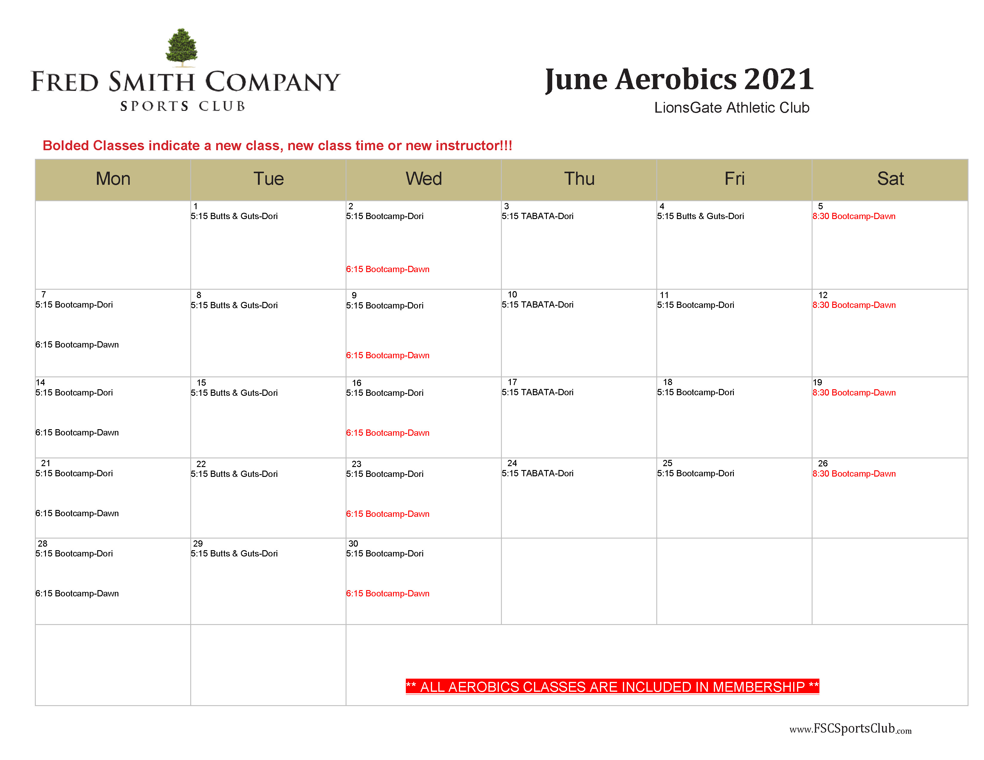 June Aerobics and Indoor Pool Schedules - Fred Smith Company Sports Club