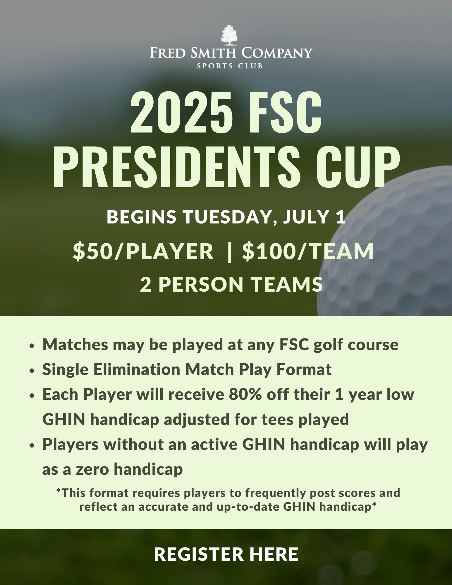 Sign up for the 2025 FSC President's Cup! - Fred Smith Company Sports Club