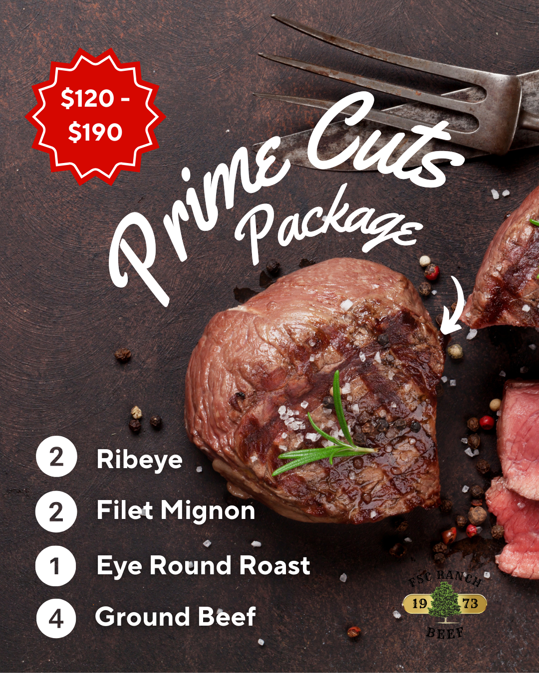 Prime Cuts Beef Package - Fred Smith Company Sports Club